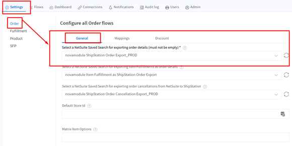Configure - Order Flow – Nova Module Help